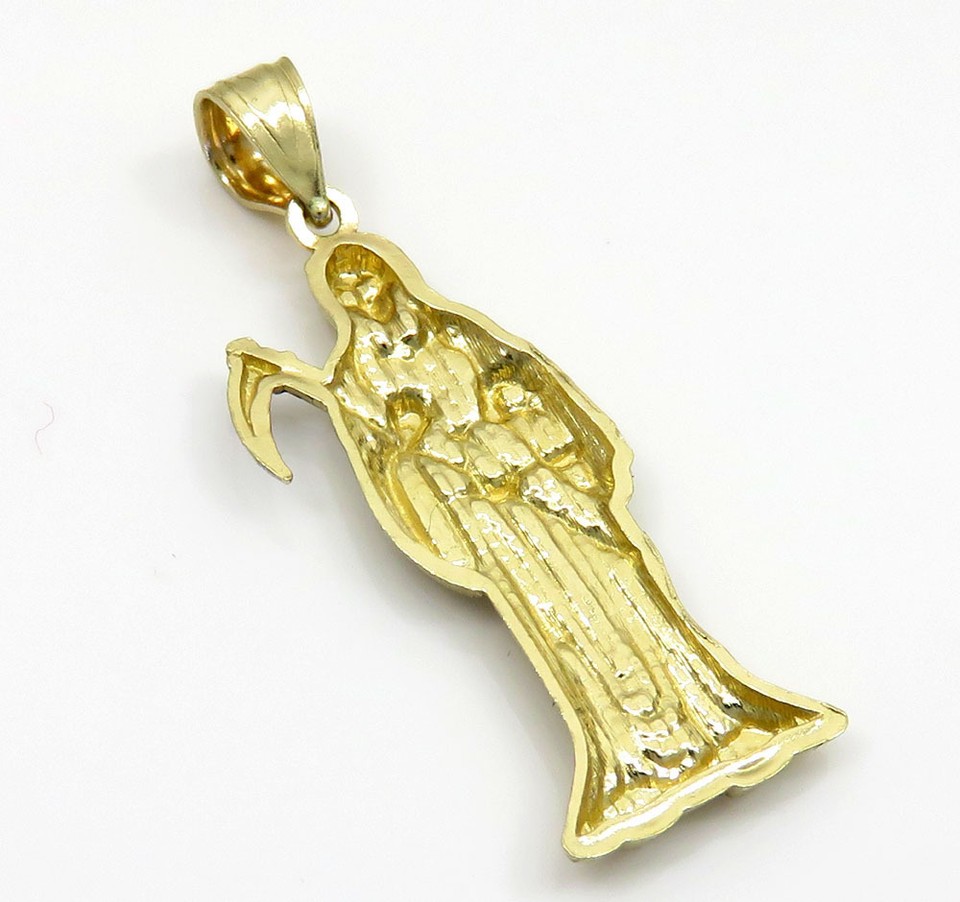 6.50Gram 10k Yellow Real Gold Grim Reaper Death Pendant w/ 24" cuban ...