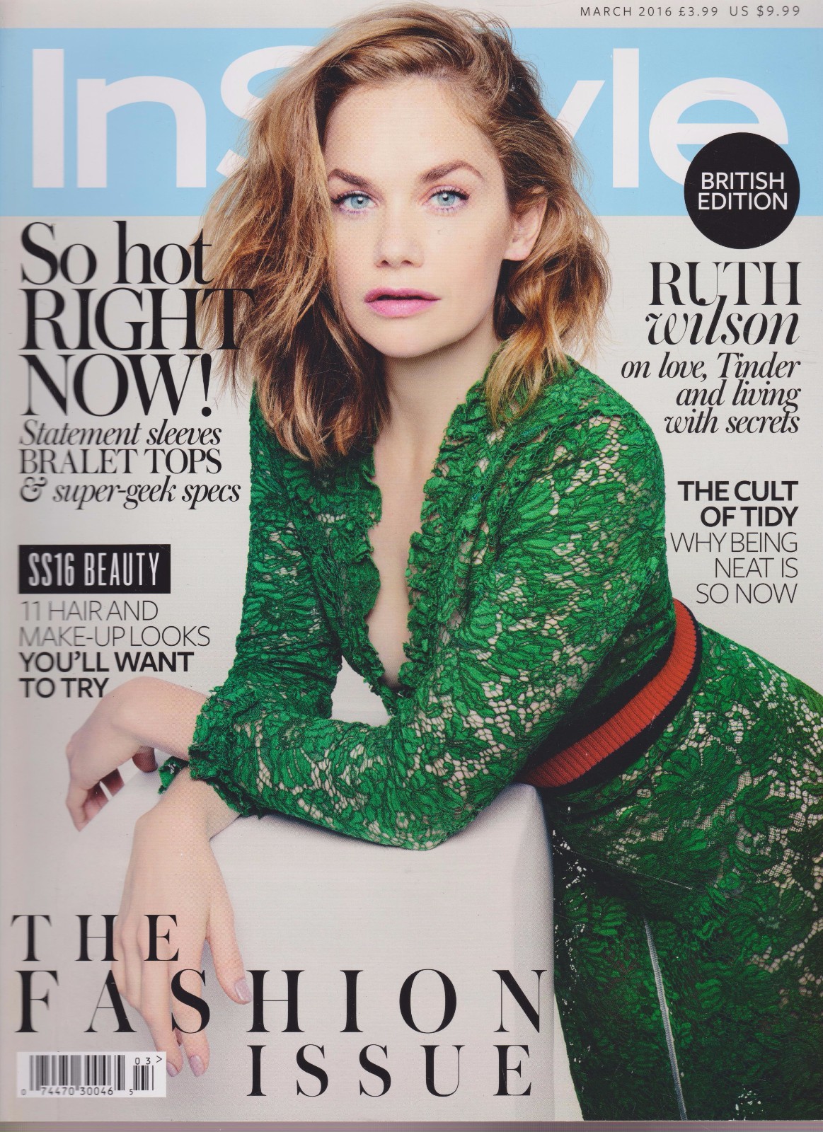 INSTYLE MAGAZINE UK MARCH 2016, RUTH WILSON PHOTO COVER, NEW NO LABEL ...