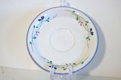 HEARTHSIDE ALLEGRO STONEWARE INDONESIA Blue Pink 6 3/8"d Saucers Set of ...