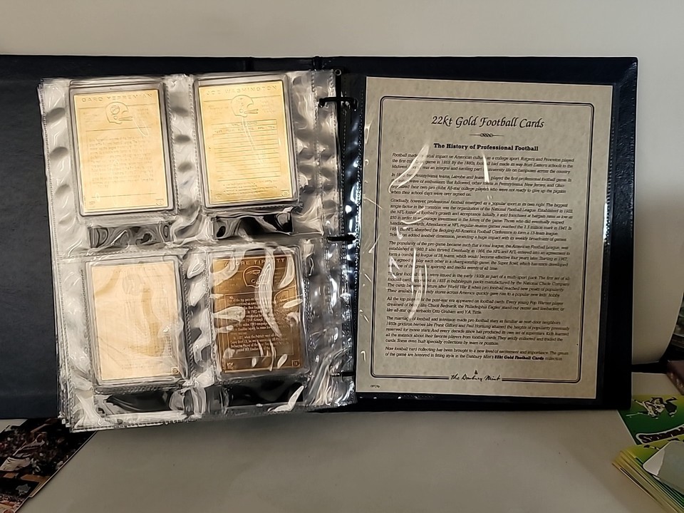Danbury Mint 22 kt Gold Football Cards #1-50 Cards Complete Set Mint ...
