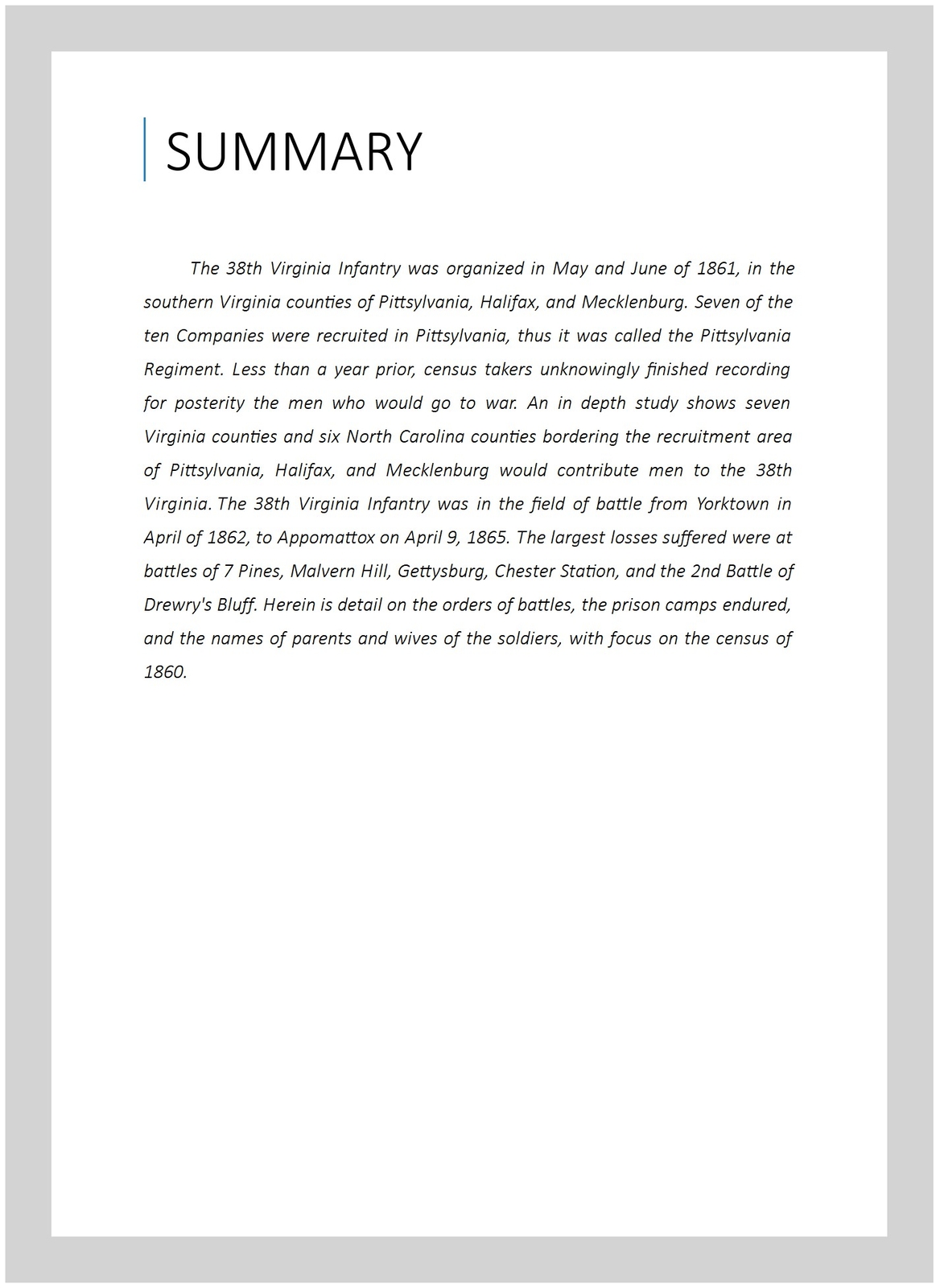 38th Virginia Infantry : Finding the Men in the 1860 Census by Robert ...