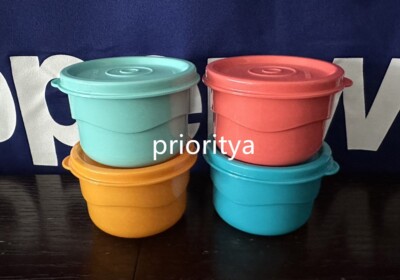 Tupperware 110ml Wavy Snack Cup Set of 4 Assorted Color w/ Matching ...