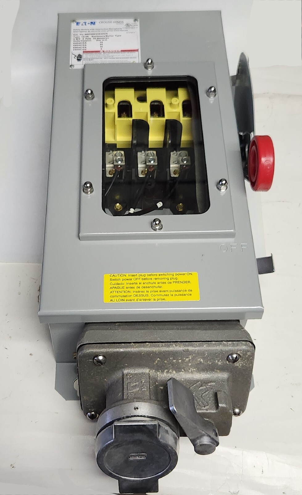 EATON CROUSE HINDS WSRDW33542CH 30 AMP 600 VAC Nema 12 3R Safety Switch ...