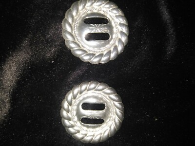 Conchos Fancy Polished Stainless Steel Slotted Ribbon edge 1 pair heavy ...
