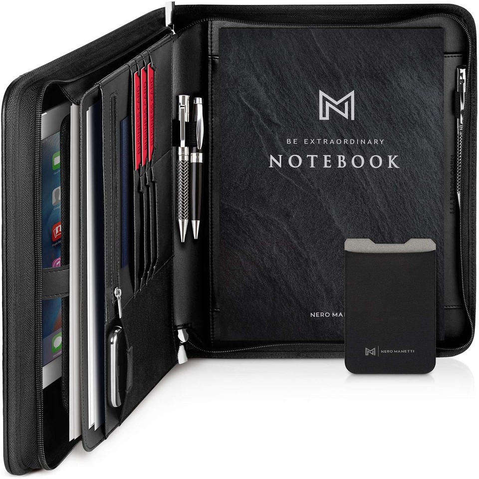 - Zippered Vegan Leather Padfolio/Portfolio Pad Holder-Business PU ...