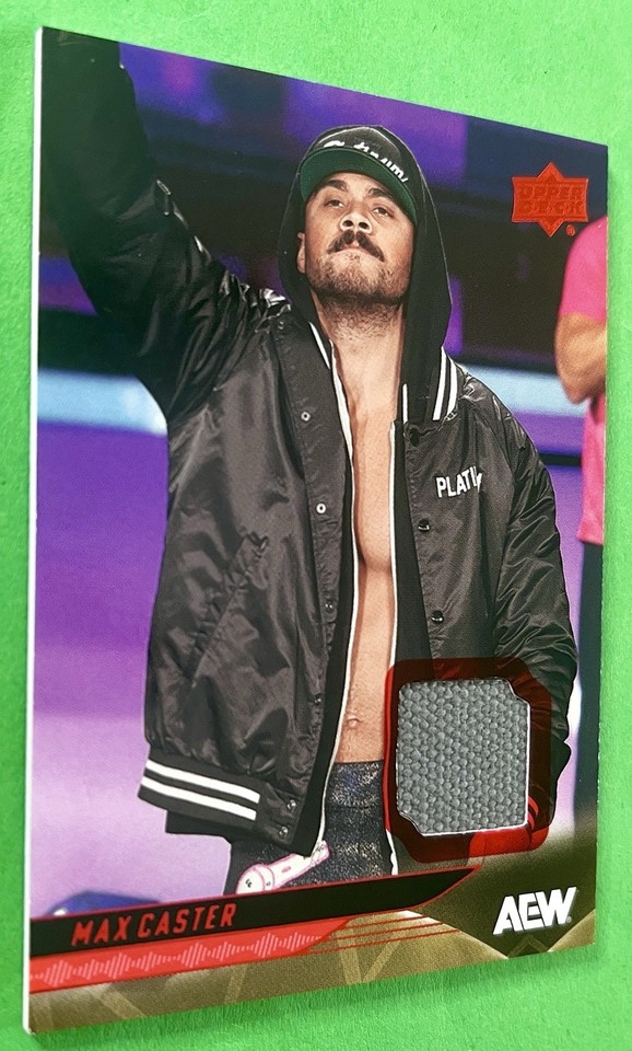 Max Caster 2025 Upper Deck AEW RED PARALLEL MAT RELIC Card #38 "THE ...