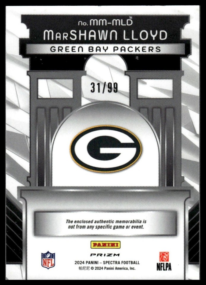 2024 Panini Spectra #MM-MLD MarShawn Lloyd Monumental Memorabilia #/99 ...