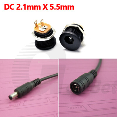 DC Power Connector Socket Jack 2.1mm X 5.5mm Female Male Plug Panel ...