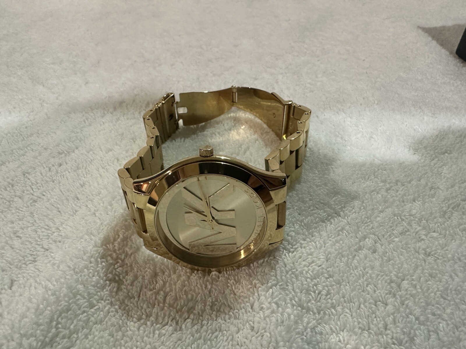 Michael Kors Women's Slim Runway Yellow Gold Tone Watch MK Logo Dial ...