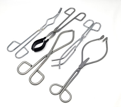 Set of 5 All Purpose Heavy Duty Beaker Crucible Holding Tongs Stainless ...