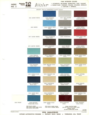 1968 DODGE CHARGER PLYMOUTH FURY CHRYSLER IMPERIAL INTERIOR PAINT CHIPS ...