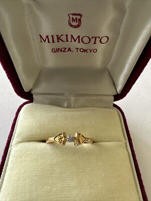 Vintage 18k Mikimoto Diamond Ring With Box | eBay