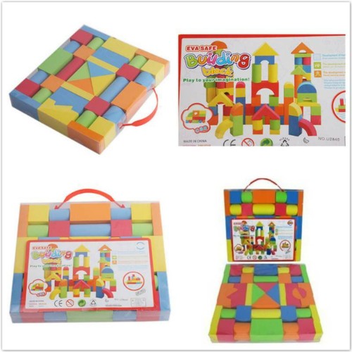 Kids Colorful Soft EVA Foam Building Blocks Bricks Set Children Puzzle ...