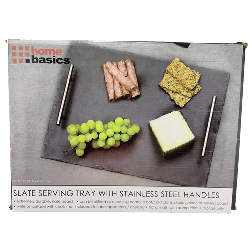 Slate Serving Tray with Stainless Steel Handles cutting board hot cold ...