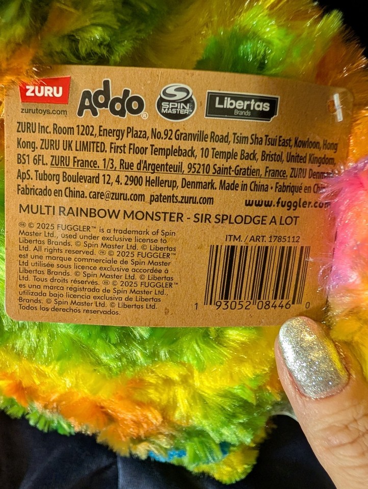 FUGGLER BIGG FUGG Plush XL 18” Rainbow Monster Sir Splodge A Lot Teeth ...