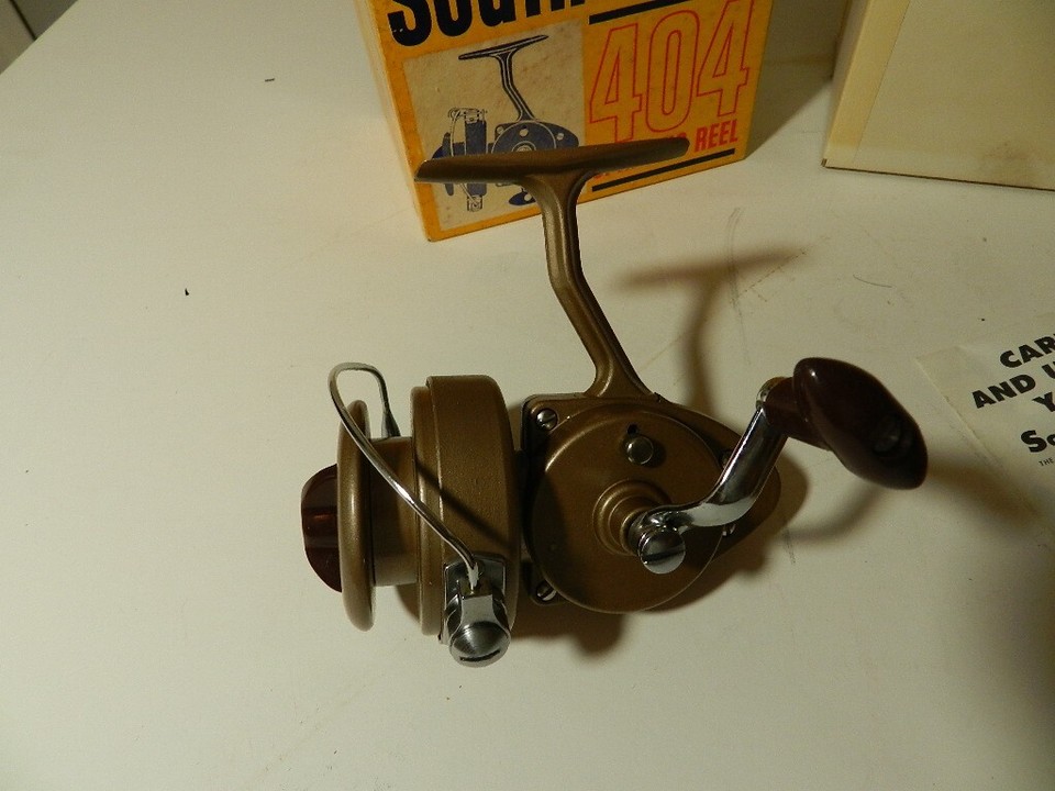 VINTAGE FISHING REEL- SOUTH BEND MODEL 404 SPINNING REEL- W/ BOX- NEW ...