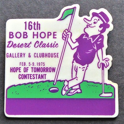1975 GOLF pinback BOB HOPE DESERT CLASSIC pin - CONTESTANT badge ...