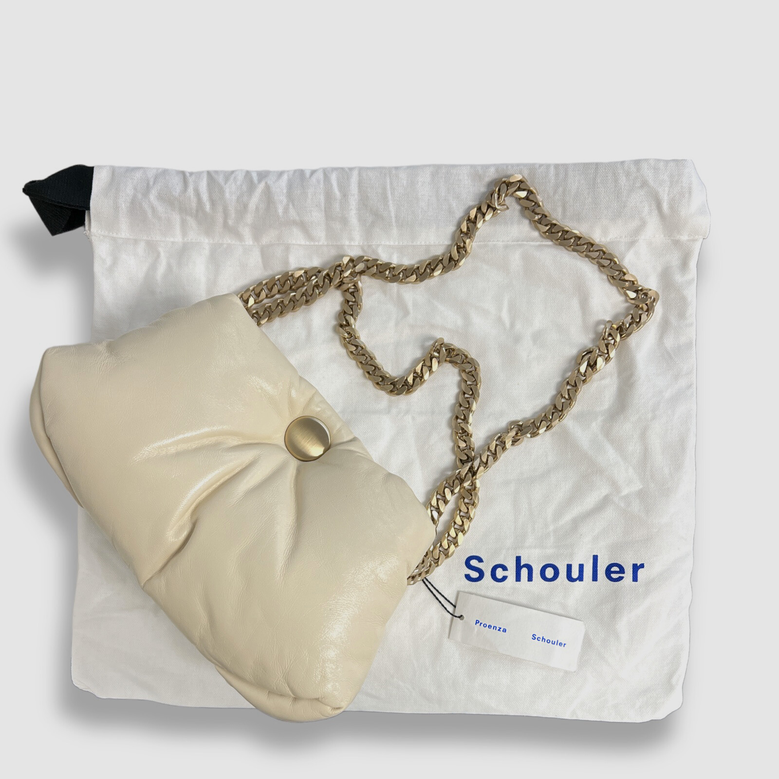 $1698 Proenza Schouler Women's Beige Leather Small Puffy Chain Shoulder ...