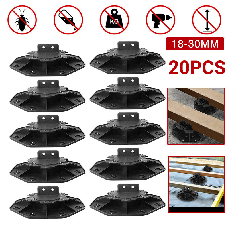 20X Adjustable Decking Pedestal Riser Bearing Support 18-30mm 30-60mm ...