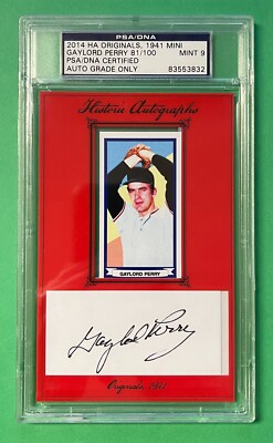 2014 HA ORIGINALS 1941 MINI GAYLORD PERRY CUT AUTO AUTOGRAPH 81/100 PSA ...