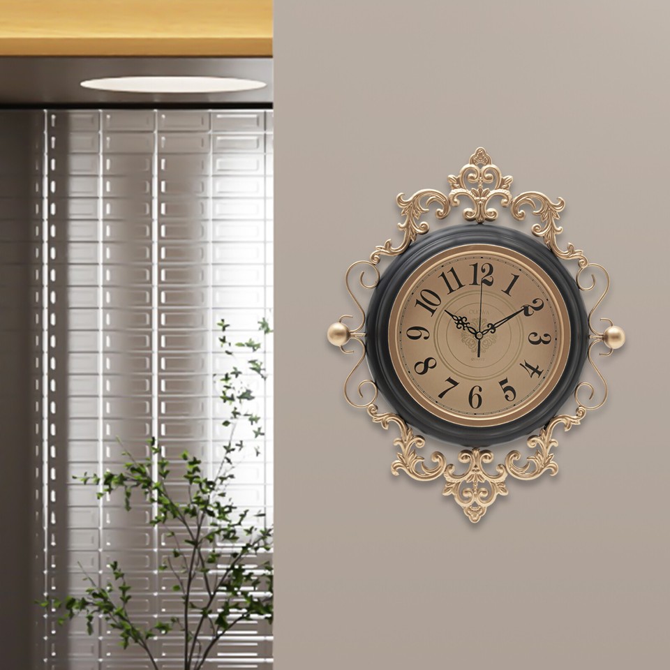 Wall Clock 16" Elegant Wall Clock Non-ticking Large Wall-Mount Clock ...