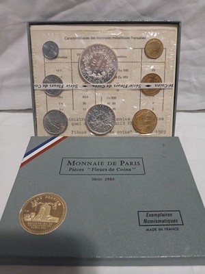 1969 Uncirculated France Coin Set Of 8 2 Silver Coins Original Box ...