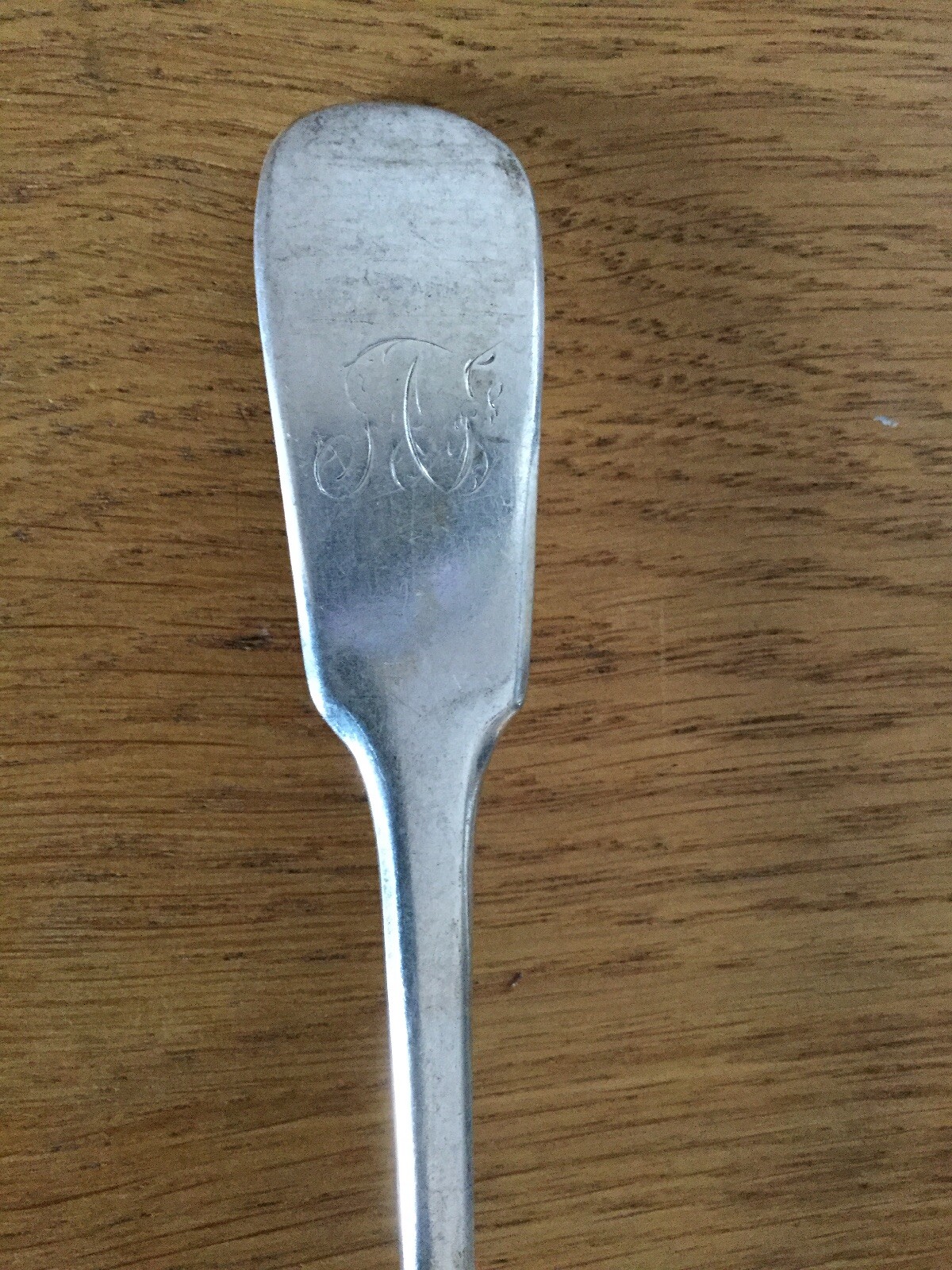ANTIQUE SOLID SILVER TABLE - SERVING SPOON FIDDLE PATTERN NEWCASTLE ...