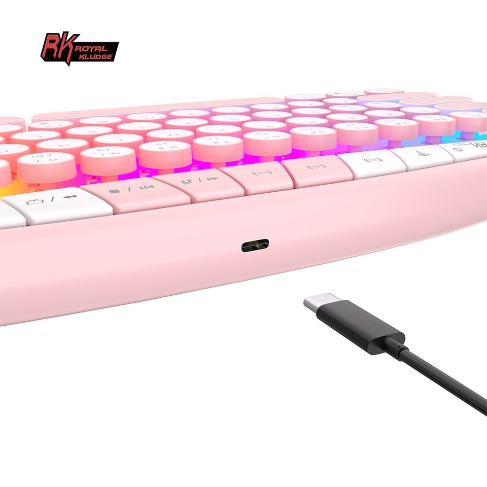 ROYAL KLUDGE RK ROUND Retro Punk Mechanical Keyboard 68 Keys RGB Hot ...