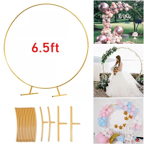 2M Round Hoop Balloon Arch Backdrop Flower Gold Display Stand Frame ...