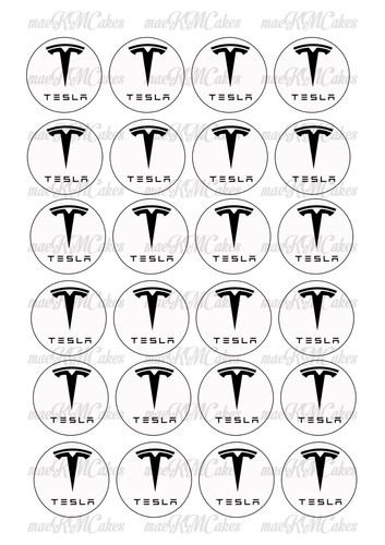 24 x Tesla LOGO Car Edible Cupcake Toppers Icing Sheet CAKE DECORATION ...