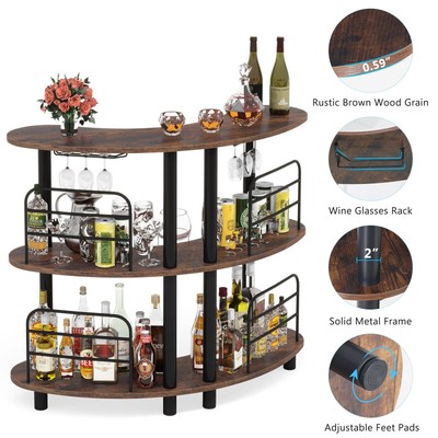 Console Table Wine L-Shaped Home Bar Unit, 3 Tier Table With Wine ...
