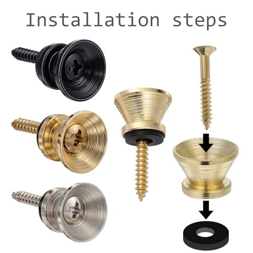 6 Pcs Guitar Strap Button, Metal Strap Buttons End Pins with Mounting ...
