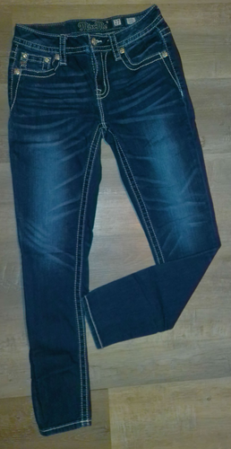 Miss Me Size 27 Haley Skinny Thick stitch Embellished Blue Jeans ...