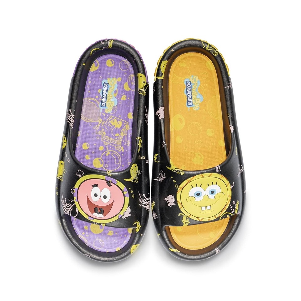 Nickelodeon SpongeBob SquarePants Men’s Black Graphic Slide Sandals ...