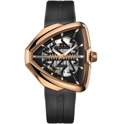 NEW HAMILTON VENTURA GOLD PVD STAINLESS STEEL CASE AUTOMATIC SKELETON ...