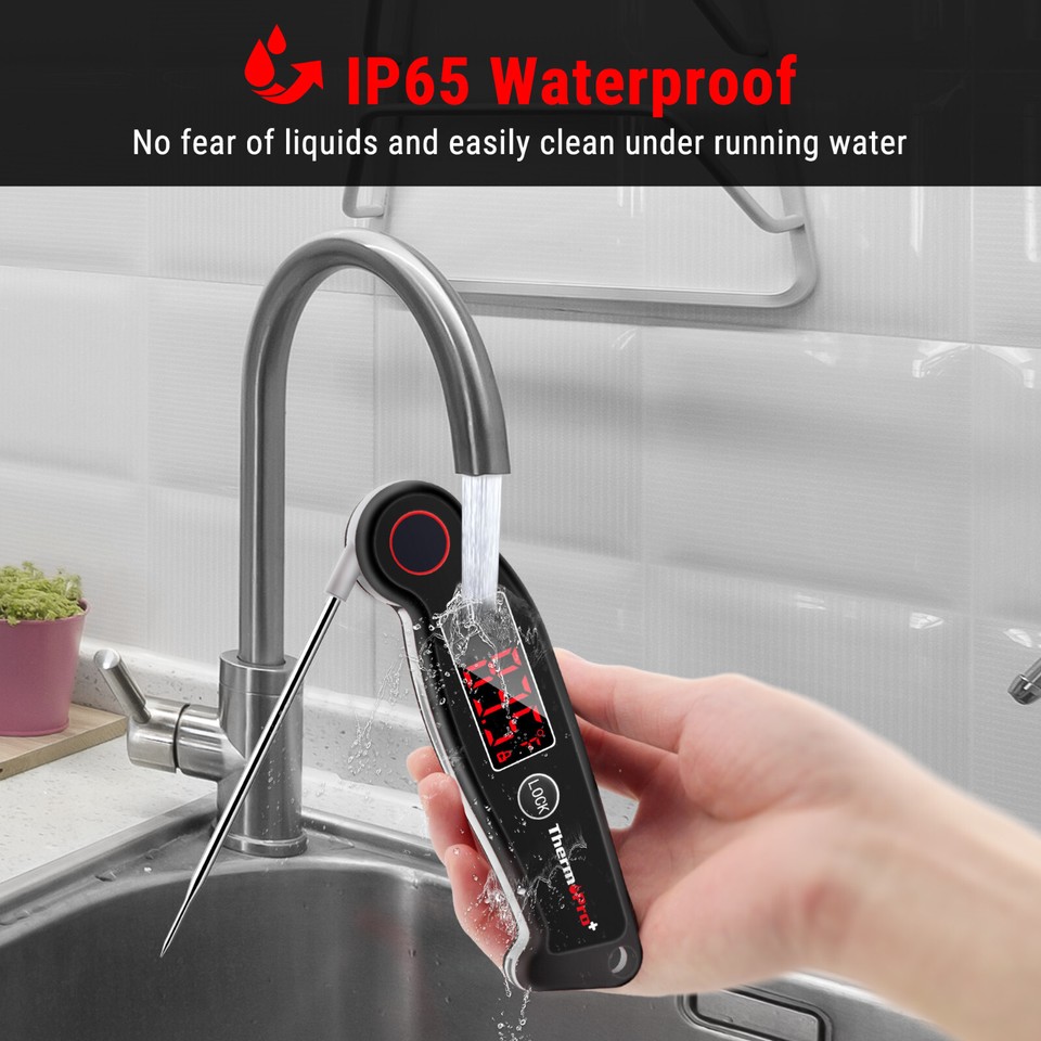 ThermoPro TP19 Waterproof Meat Cooking Thermometer Foldable Food BBQ ...
