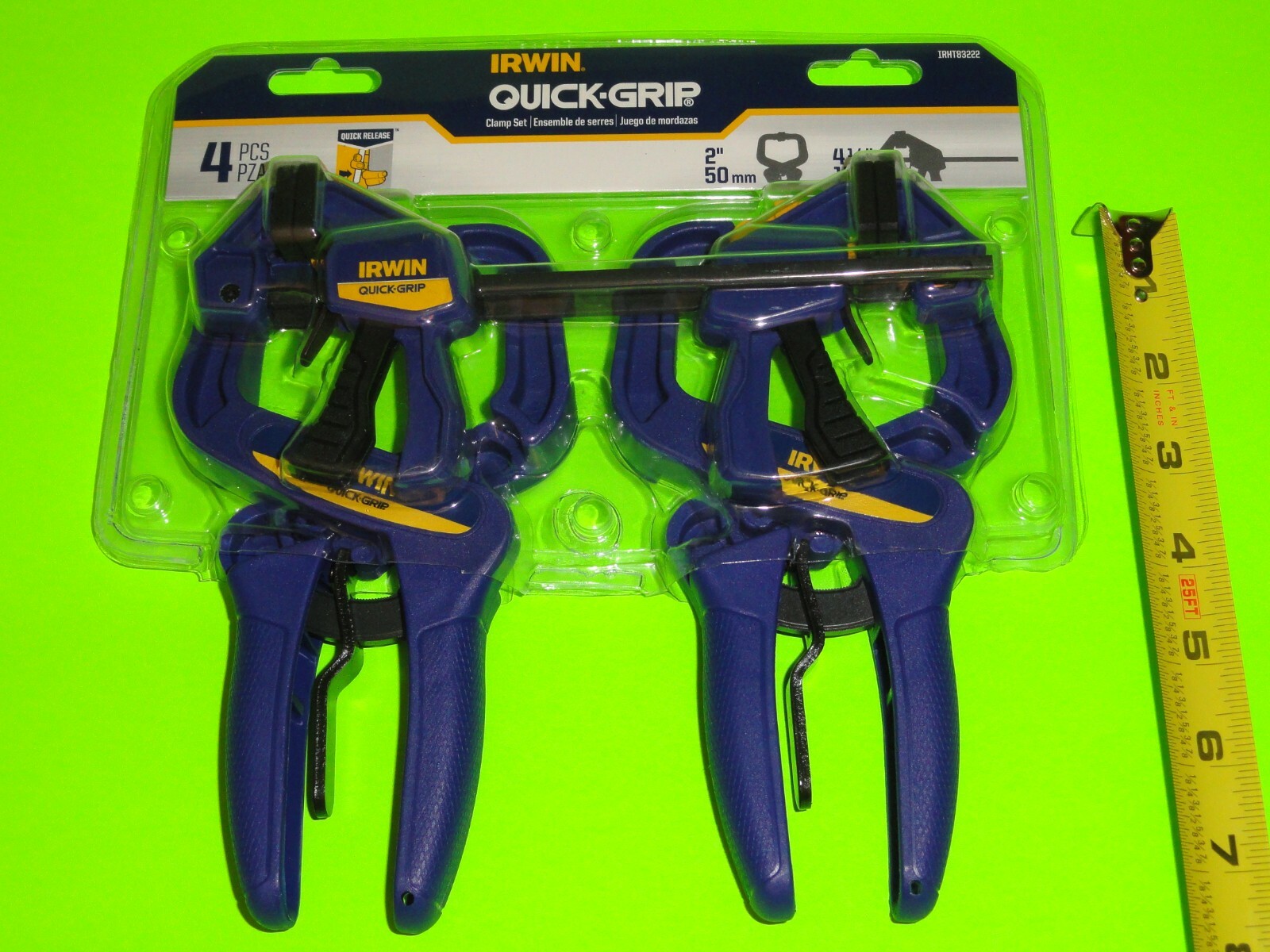 4 PC IRWIN Quick-Grip Clamp Set (2) 4-1/2" Mini Bar + (2) 2" Hand Quick ...