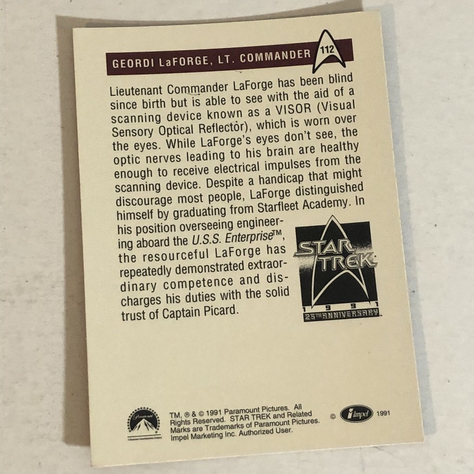 Star Trek The Next Generation Trading Card Vintage 1991 #112 Levar ...