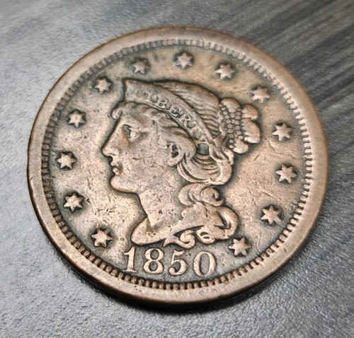 1850 Braided Hair Large Cent US Coin | eBay