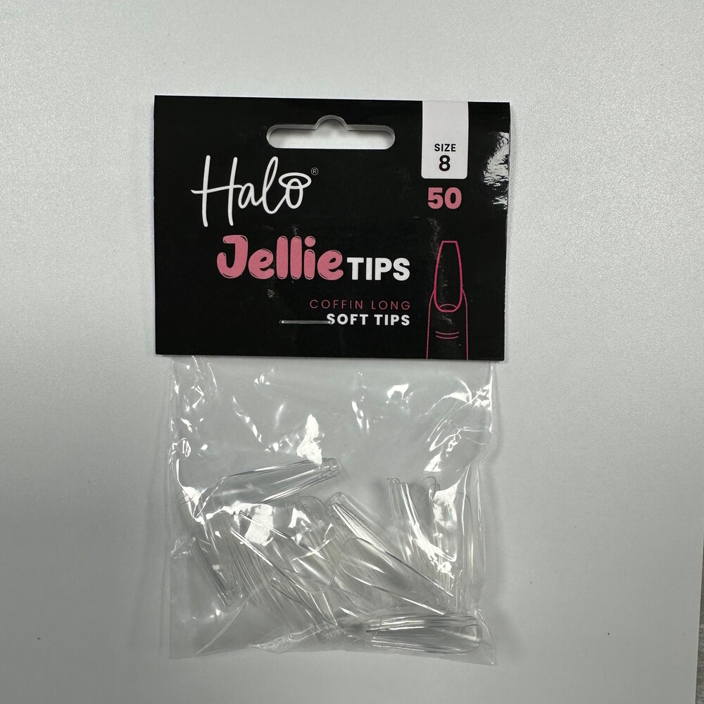 Halo Jellie Tips Coffin LONG Soft Gel Nail Tips ALL SIZES and MIXED ...