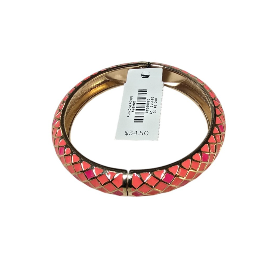 Talbots Women's Gold Plated Pink Orange Enamel Hinged Bangle Bracelet NWT | eBay