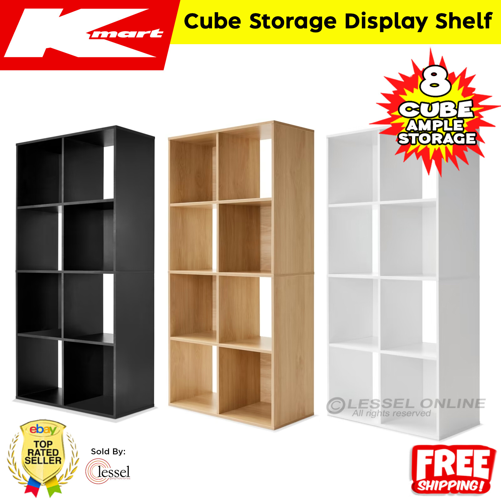 8 Cube Storage Shelf Display Cabinet Cupboard Bookshelf Unit Toy Book ...