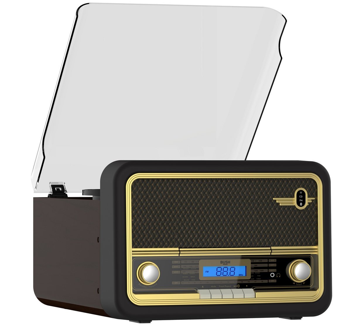 Bush Classic Retro Turntable FM Radio Record & CD Player with Bluetooth ...