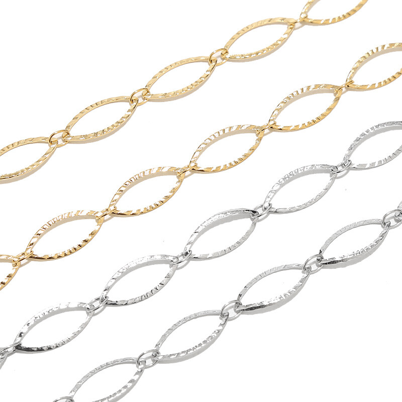 2meters Gold/Silver Stainless Steel 8mm Soldered Textured Link Oval ...