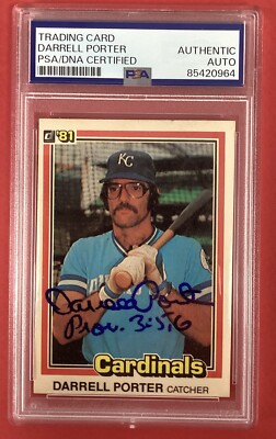 Darrell Porter Signed 1981 Donruss #505 Baseball Card Royals Autograph ...