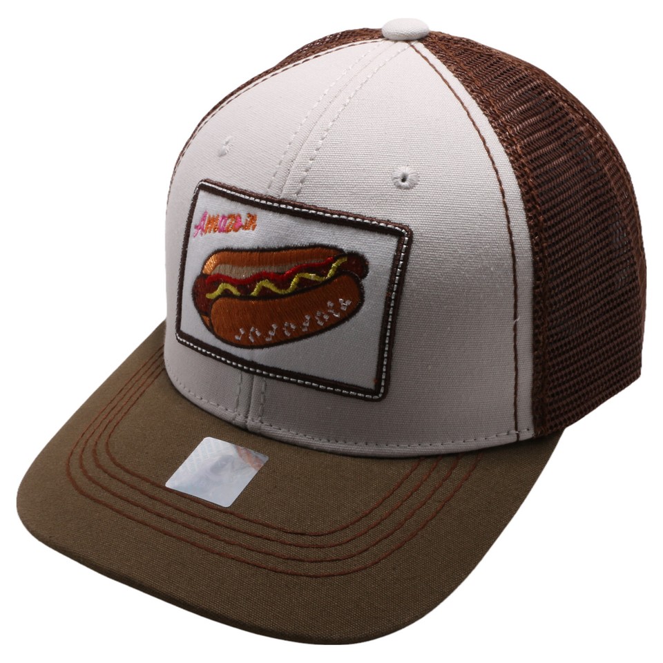 Hot Dog Patch Trucker Hats Snapback Caps Mesh Adjustable Baseball Hat ...