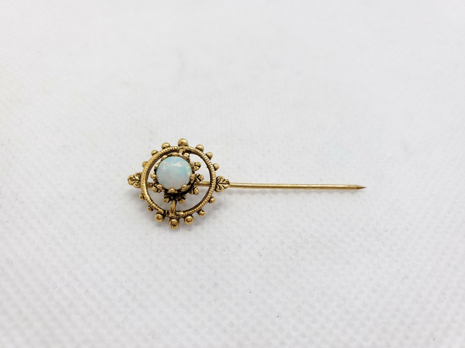 Vintage Deci 14k Yellow Gold Round Opal Stick Pin | eBay