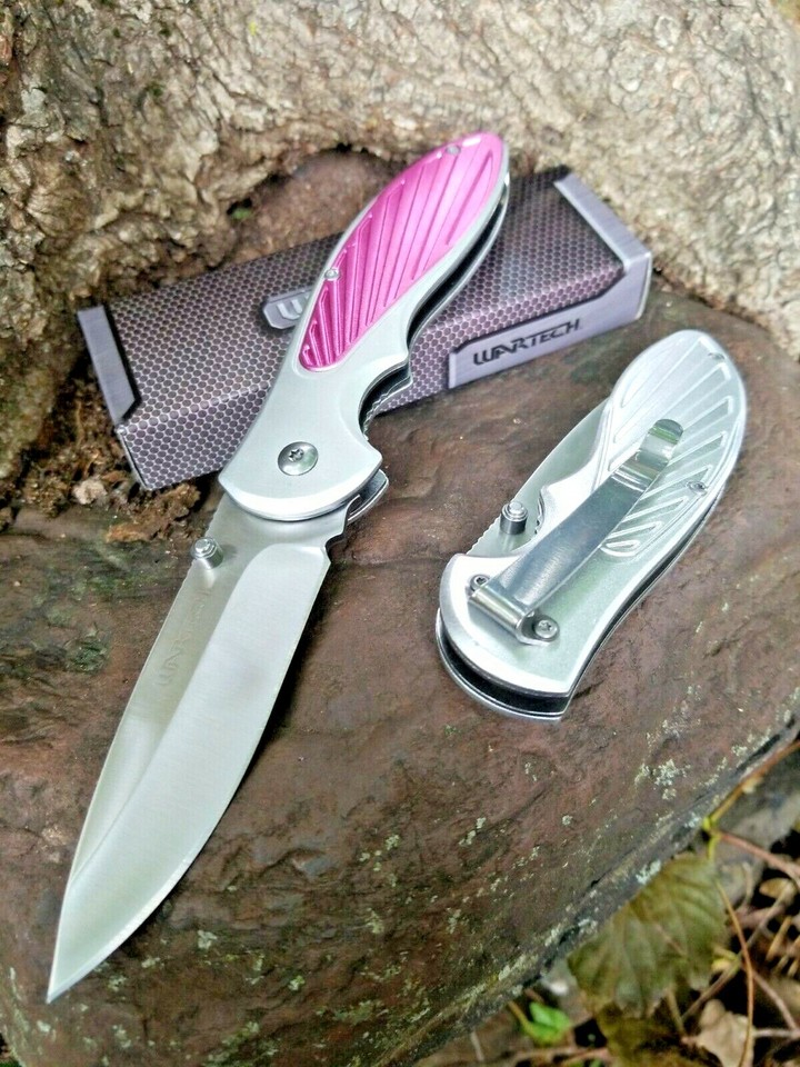 Pink / Silver Women's Spring Assisted Pocket Knife Girls Ladies EDC ...