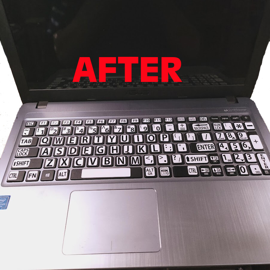 English US LARGE LETTER KEYBOARD STICKERS for Computer or Laptop/Black ...