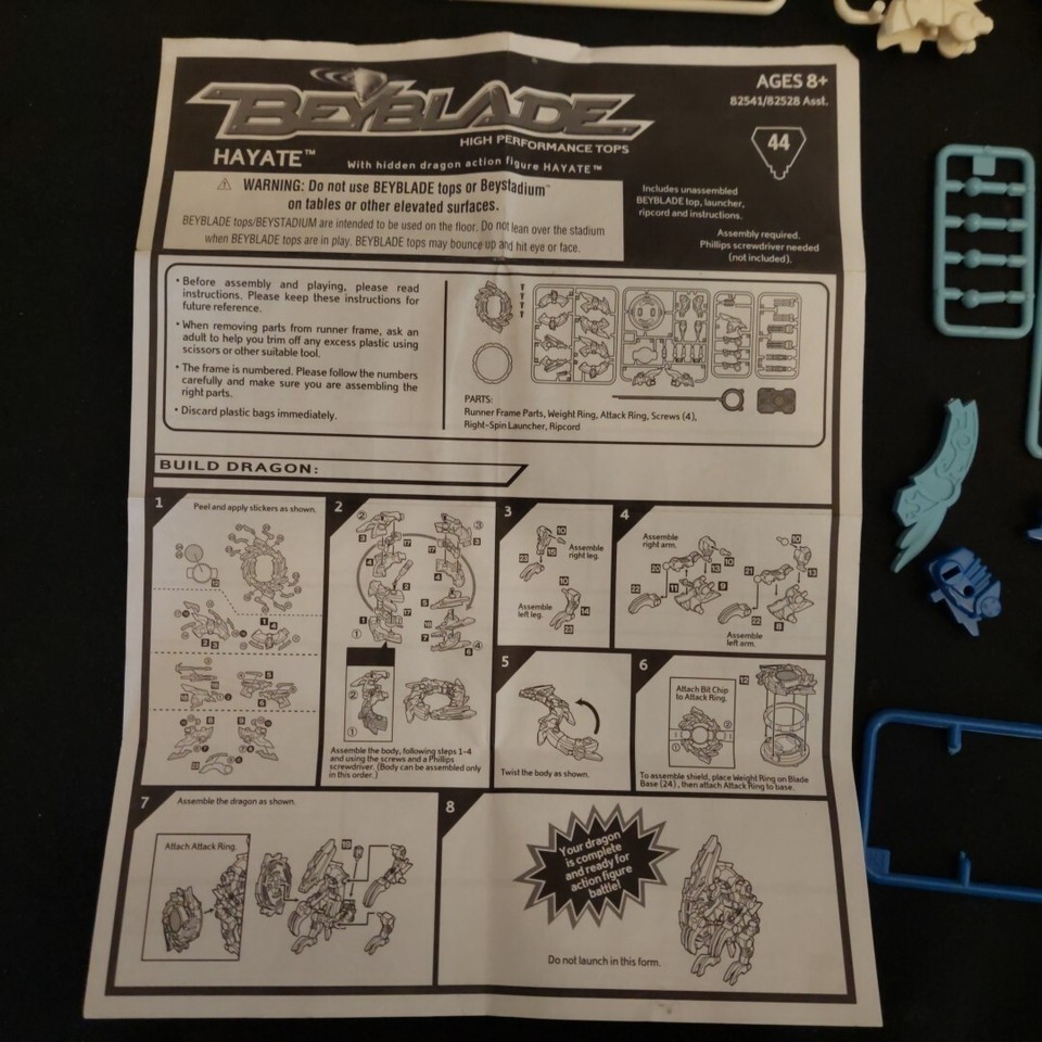 Beyblade Hidden Dragon Hayate 2002 Vintage BBA Parts Instructions ...